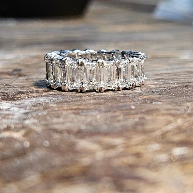 Custom 14k White Gold Emerald Cut Diamond Anniversary Band by Paul Ric ...